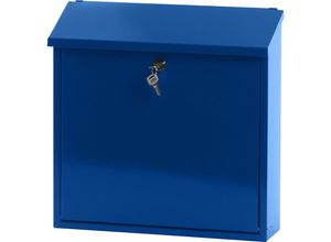 8713631035700 - Briefkasten mit klappbarem Schrägdach HxBxT 370 x 370 x 115 mm Stahlblech pulverbeschichtet blau RAL 5005