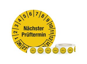 4061466098006 - Prüfplakette (Nächster Prüftermin) Folie Ø 30 mm 1 Rolle mit 1000 Stück 26 - 31 gelb