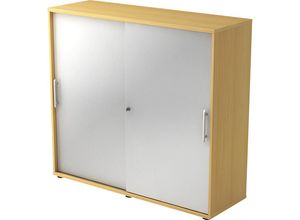 4032062025017 - FINO - Schiebetürenschrank je 2 Fachböden 1 Trennwand HxBxT 1100 x 1200 x 400 mm Buche-Dekor   alusilber