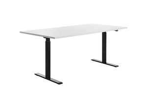 4014296860787 - Sitz-Steh-Schreibtisch E-Table TTS18080SW elektrisch höhenverstellbar 70-120cm (H) 180cmx80cm (BxT) rechteckig weiß   Schwar