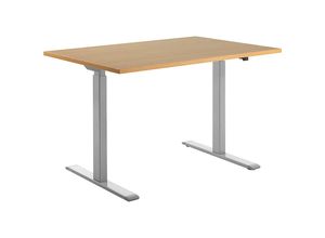 4014296860480 - Sitz-Steh-Schreibtisch E-Table TTS12080GB elektrisch höhenverstellbar 70-120cm (H) 120cmx80cm (BxT) rechteckig buche   Licht