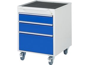 4040376895066 - Rollcontainer HxBxT 765 x 580 x 650 mm 3 Schubladen lichtgrau   enzianblau