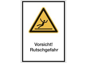 4061466063158 - Kombischilder mit Text für Warnkennzeichen Vorsicht! Rutschgefahr VE 10 Stk Kunststoff LxH 210 x 297 mm