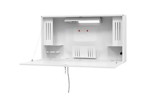 4032062194843 - Wandschreibtisch ideal für das Home Office ausklappbare Tischplatte umfangreiche Innenausstattung B 1200 x T 260 x H 650 mm weiß weiß