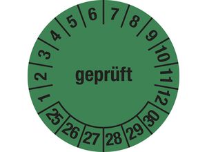 4061466087758 - Mehrjahresplakette geprüft grün Dokumentenfolie Ø 30 mm VE 10 Stk 25 - 30