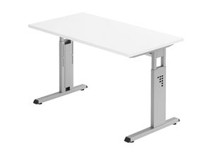 4032062188576 - Schreibtisch O-Serie mini VOS612 W S manuell höhenverstellbar 65-85cm (H) 120x672cm (BxT) rechteckig weiß   silber 4032062