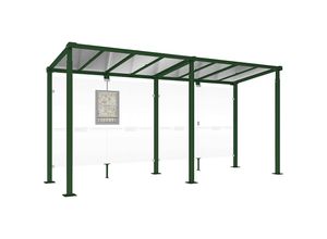 4061753253361 - PROCITY Wartehalle MILANO ohne Seitenverkleidung Breite 5040 mm moosgrün