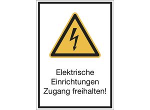 4061466044102 - Kombischilder mit Text für Warnkennzeichen Elektr Einrichtungen Zugang freihalten VE 10 Stk Folie LxH 210 x 297 mm