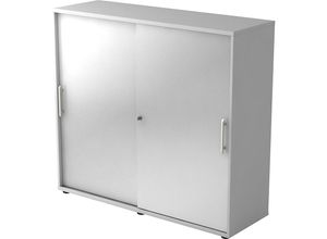 4032062026809 - FINO - Schiebetürenschrank je 2 Fachböden 1 Trennwand HxBxT 1100 x 1200 x 400 mm lichtgrau   alusilber