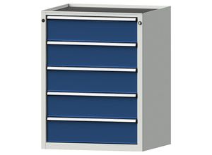 4014641058272 - Schubladenschrank BxT 760 x 675 mm Schubladentraglast 100 kg 5 Schubladen Höhe 980 mm Front enzianblau