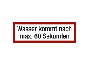 4061466062403 - Brandschutzkennzeichen für die Feuerwehr Wasser kommt nach max 60 Sekunden VE 10 Stk Kunststoff LxH 297 x 105 mm