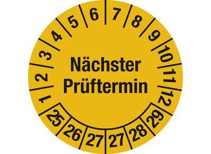 4061466088151 - Mehrjahresplakette Nächster Prüftermin Dokumentenfolie Ø 25 mm VE 10 Stk 25 - 30