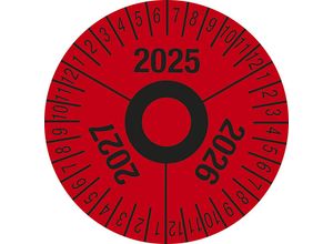 4061466089035 - Prüfplakette Mehrjahreszahlen rot Folie Ø 40 mm VE 10 Stk 2025 - 2027