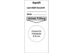 4061466051919 - Grundplakette Geprüft nach DGUV Vorschrift Folie VE 10 Stk LxH 40 x 90 mm