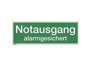 4061466057027 - Kombizusatzschild mit Text für Rettungszeichen Notausgang alarmgesichert VE 10 Stk Folie langnachleuchtend LxHxT 297 x 105 x 01 mm