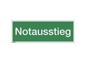 4061466067224 - Kombizusatzschild mit Text für Rettungszeichen Notausstieg Folie VE 10 Stk Kunststoff langnachleuchtend LxHxT 297 x 105 x 1 mm