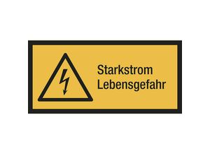 4061466043969 - Kombischilder mit Text für Warnkennzeichen Starkstrom Lebensgefahr rechteckig VE 10 Stk Folie LxH 74 x 37 mm