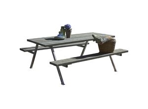 5703393740069 - Gruppensitzbank für 6 Personen LxTxH 1770 x 1610 x 730 mm Recycling-Kunststoff-Planken schwarz