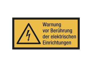 4061466043754 - Kombischilder mit Text für Warnkennzeichen Warnung vor Berührung der elektrischen Einrichtungen VE 10 Stk Folie LxH 74 x 37 mm