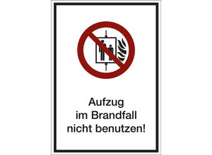 4061466064544 - Kombizusatzschild mit Text für Verbotszeichen Aufzug im Brandfall nicht benutzen VE 10 Stk Kunststoff LxHxT 210 x 297 x 1 mm