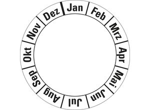 4061466049138 - Monats-Prüfplakette Jan - Dez Folie Ø 40 mm VE 10 Stk weiß schwarz