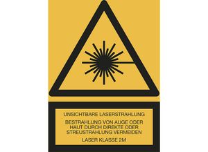 4061466044065 - Kombischilder mit Text für Warnkennzeichen Unsichtbare Laserstrahlung - LASER KLASSE 2M VE 10 Stk Folie LxH 150 x 200 mm