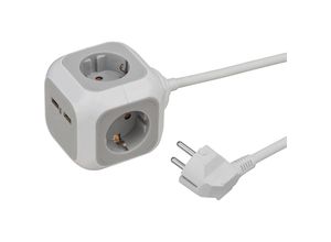 4007123662401 - Brennenstuhl Steckdosenblock ALEA-Power mit USB-Charger 4fach mit USB-Ladefunktion weiß   lichtgrau