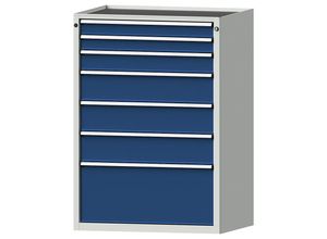 4014641058975 - Schubladenschrank BxT 910 x 675 mm Schubladentraglast 100 kg 7 Schubladen Höhe 1280 mm Front enzianblau