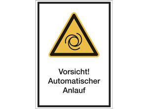 4061466063035 - Kombischilder mit Text für Warnkennzeichen Vorsicht! Automatischer Anlauf VE 10 Stk Kunststoff LxH 210 x 297 mm