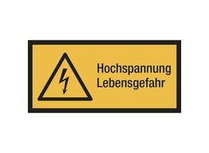 4061466043877 - Kombischilder mit Text für Warnkennzeichen Hochspannung Lebensgefahr rechteckig VE 10 Stk Folie LxH 74 x 37 mm