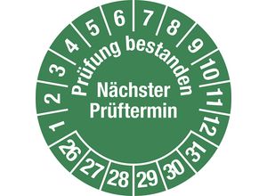 4061466088588 - Prüfung bestanden Dokumentenfolie Ø 30 mm VE 10 Stk 26 - 31 grün