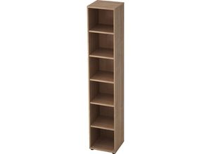 4032062018378 - eurokraft pro ANNY - Büroregal 5 Fachböden HxBxT 2156 x 400 x 400 mm Dekor Nussbaum