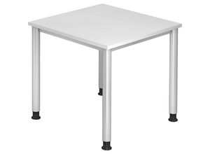 4032062139219 - Schreibtisch VHS08 W S manuell höhenverstellbar 685-81cm (H) 80x80cm (BxT) quadratisch weiß   silber 4032062139219 Hammerb