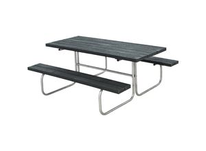 5703393739971 - Gruppensitzbank für 6 Personen LxT 1770 x 1600 mm Recycling-Kunststoff-Planken schwarz