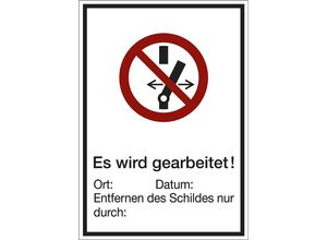 4061466064551 - Kombizusatzschild mit Text für Verbotszeichen Nicht schalten! Es wird gearbeitet! VE 10 Stk Kunststoff LxHxT 210 x 297 x 1 mm