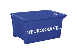 4053133004953 - eurokraft pro Drehstapelbehälter aus lebensmittelechtem Polypropylen Volumen 70 Liter VE 2 Stk Wände und Boden geschlossen blau