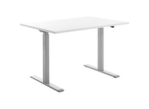 4014296860497 - Sitz-Steh-Schreibtisch E-Table TTS12080GW elektrisch höhenverstellbar 70-120cm (H) 120cmx80cm (BxT) rechteckig weiß   Lichtg