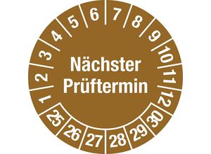 4061466087833 - Nächster Prüftermin Mehrjahreszahlen Dokumentenfolie Ø 30 mm VE 10 Stk 25 - 30 braun