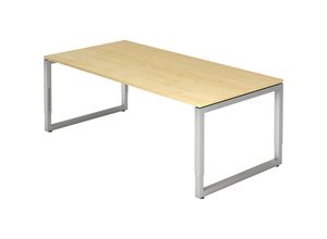 4032062153956 - HAMMERBACHER RS2E höhenverstellbarer Schreibtisch ahorn rechteckig Kufen-Gestell silber 2000 x 1000 cm