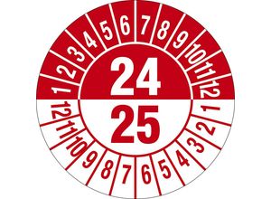 4061466035902 - Prüfplakette Mehrjahreszahlen Dokumentenfolie Ø 30 mm VE 10 Stk 24 25 rot