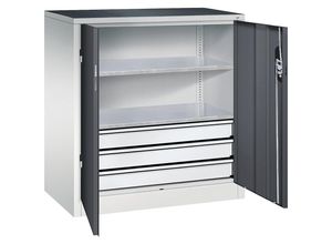 4064615139087 - Werkstatt-Beistellschrank mit Flügeltüren und Schubladen HxBxT 1000 x 930 x 500 mm lichtgrau   fernblau