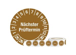 4061466097993 - Prüfplakette (Nächster Prüftermin) Folie Ø 30 mm 1 Rolle mit 1000 Stück 25 - 30 braun