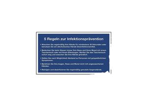 4251924717253 - Gebotsschild selbstklebend 5 Regeln zur Infektionsprävention LxH 200 x 120 mm ab 40 Stk