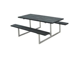 5703393739872 - Gruppensitzbank für 6 Personen LxT 1770 x 1550 mm Recycling-Kunststoff-Planken schwarz