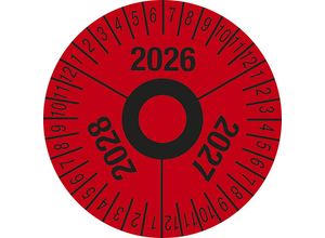 4061466089042 - Prüfplakette Mehrjahreszahlen rot Folie Ø 40 mm VE 10 Stk 2026 - 2028