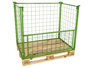 4061753239839 - ratioform economy Gitter-Aufsatzrahmen Längswand halb klappbar zum Aufsetzen für Paletten 1200 x 800 H 800 mm grün