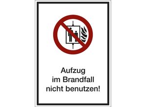 4061466043464 - Kombizusatzschild mit Text für Verbotszeichen Aufzug im Brandfall nicht benutzen VE 10 Stk Folie LxHxT 105 x 148 x 01 mm