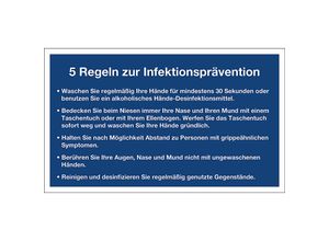 4061466098532 - Rettungszeichen VE 10 Stk 5 Regeln zur Infektionsprävention LxH 200 x 120 mm