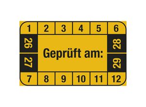 4061466088267 - Mehrjahresplakette Geprüft am LxH 40 x 25 mm VE 10 Stk gelb 26 - 29