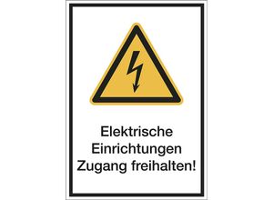 4061466065008 - Kombischilder mit Text für Warnkennzeichen Elektr Einrichtungen Zugang freihalten VE 10 Stk Kunststoff LxH 210 x 297 mm